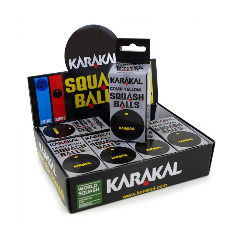 Lot de deux balles de squash Karakal 1 points jaune
